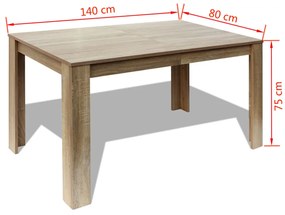 vidaXL Jídelní stůl 140x80x75 cm dub