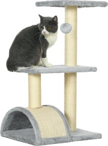 PawHut 72 cm kočičí strom s plyšovými míčky, sisalovými sloupky, platformou a škrabacím padákem – vícestupňový kočičí strom, lezení pro středně velké