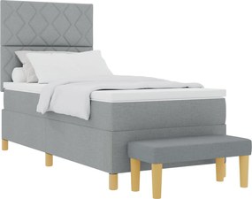 Postel s boxspringem s polštářem Světle šedá 190 x 90 cm textil 3344338