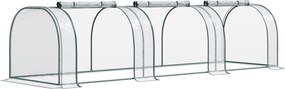 Outsunny Malý Skleník 350x100x80 cm Zahradní Skleník s 3 Rolovacími Okny Ocelová Rám pro Plodiny, Rostliny, Květiny Průhledný | Aosom
