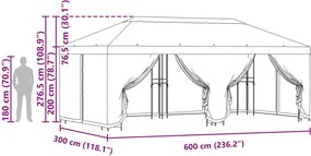 Zahradní altán se stěnami 6 x 3 m Hnědá Polyester a ocel 3376030