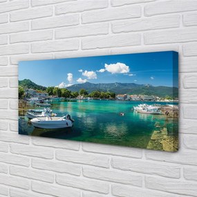 Obrazy na plátně Řecko Marina moře hory 100x50 cm
