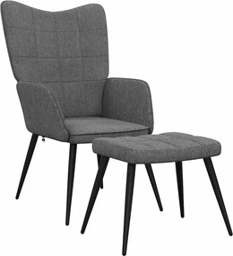 Relaxační židle se stoličkou tmavě šedá textil 327953