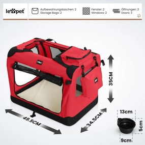 Leopet Přepravní box pro psy S, 49,5 x 34,5 x 35 cm, červený