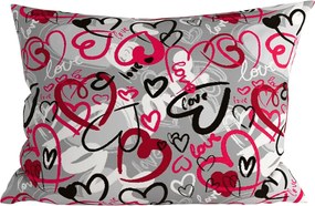 Polybavlněný povlak na polštář STREET LOVE POLY 70x90 cm, šedý