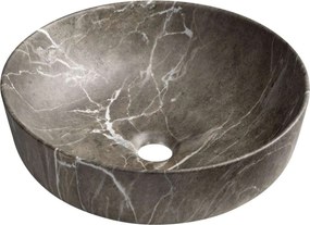 Sapho - Umyvadlo na desku Rondea, průměr 41 cm, bez přepadu, bez otvoru pro baterii, breccia mramor AR445BM