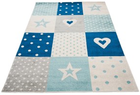 Kusový koberec LAZUR H108A hvězdy srdce modrý Rozměr: 180x260 cm