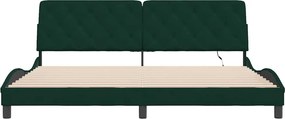 Rám postele s LED bez matrace tmavě zelený 200 x 200 cm samet 3213876