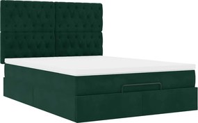 Osmanský rám postele s matracemi tmavě zelená 140x200cm samet 3314399
