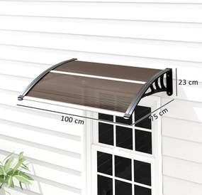 Stříška na přední dveře Stříška na přední dveře 75 x 100 cm Stříška z polykarbonátu hnědá