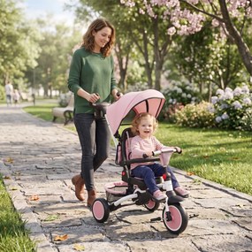 AIYAPLAY Dětská tříkolka, 6-v-1 buggy pro malé děti, s tlačnou tyčí, nastavitelným sedadlem, skládacím designem, bezpečnostní sítí