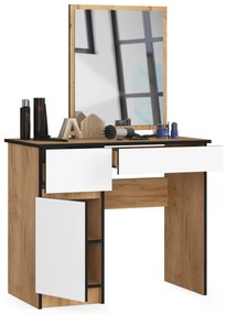Kosmetický stolek se zrcadlem P-2/SL dub craft / bílý levý