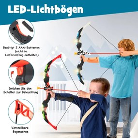 Costway Sada dětských luků a šípů 2 Pack Sada hraček pro lukostřelbu s LED