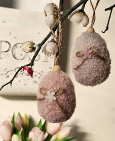 Růžové závěsné velikonoční plstěné vajíčko Magiccal - Ø 5*7 cm