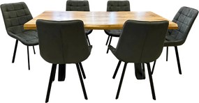 Vikio Jídelní set pro 6 osob 140x90 cm dub, šedá samet VJS114-61S-S