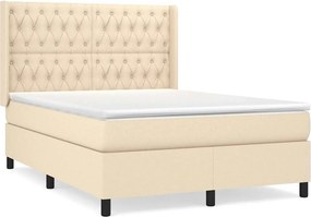 Box spring postel s matrací krémová 140x190 cm textil 3131670