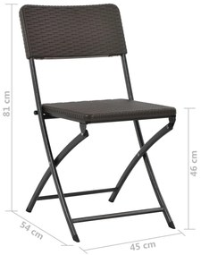 Skládací zahradní židle 4 ks HDPE a ocel hnědé - Default Title