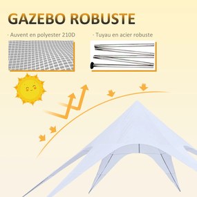 Outsunny XXL Zahradní Hvězdný Stan - Dešťuvzdorná Plachta, Sluneční Plachta pro Kempování, Rozměry 10 x 10 x 4 m, Vysokohustotní 210D Voděodolný Polye