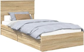 Postel s úložným prostorem se zásuvkou Sonoma dub 100 x 200 cm 3410828