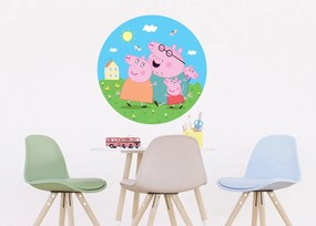 Samolepící vliesová fototapeta na zed' Prasátko Peppa s Rodinou | 70 x 70 cm | DCRD5809