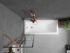 Mexen Next, 1-křídlová vanová zástěna 50 x 150 cm, 6mm čiré sklo - černý vzor, ​​měděná matná, 895-050-000-00-70-77