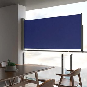 vidaXL Marketos Zatahovací boční markýza / zástěna na terasu 120 x 300 cm modrá