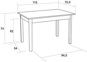 Bradop Jídelní stůl ŠIMON 70×110 S04 | Provedení: B - Bílá