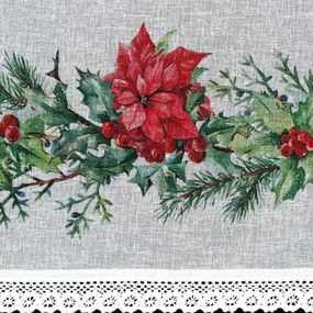 KRÁTKÁ VÁNOČNÍ ZÁCLONA NA PÁSCE XMAS5 150X60 CM VZOROVANÁ