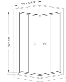 Aqualine Aqualine, AGGA čtvercová sprchová zástěna 800x800mm, čiré sklo, HLF808Y