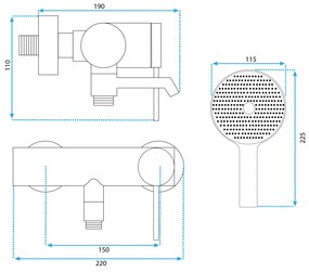 Nástěnná vanová baterie REA FOSS, černá