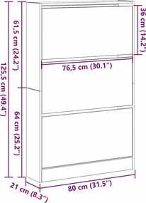 vidaXL Botník 80 x 21 x 125,5 cm kompozitní dřevo [869104] Barva: dub sonoma