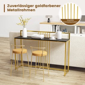 Costway Moderní stolek do chodby 120 cm s mramorovým vzhledem a zlatým kovovým