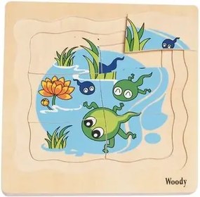 Woody Puzzle na desce ´´Vývoj žáby´´ / od 3 let