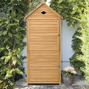 Costway Dřevěná zahradní skříň na nářadí – 70 × 36 × 177 cm, přírodní