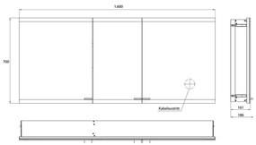 Emco Evo - Osvětlená vestavná zrcadlová skříňka LED 1600 mm, zrcadlová 939708118