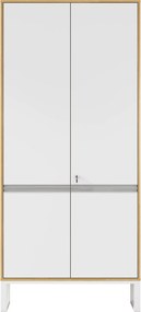Vysoká kancelářská skříň Houseland Nuvia Loft 90 cm dub/bílá