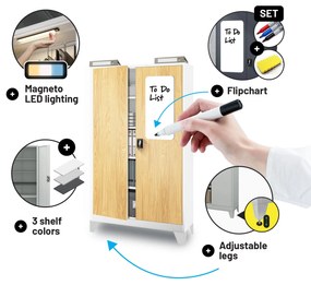 Kancelářská kovová skříň Bílý/ Zlatý dub: Eco Design JAN II