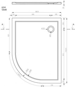 ARTTEC Sprchový kout čtvrtkruhový nástěnný KLASIK 120 x 90 cm čiré sklo s vaničkou z litého mramoru STONE levé provedení PAN04592