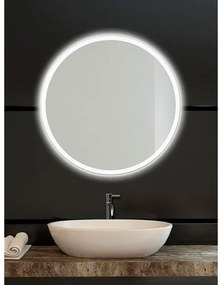 Amirro Moonlight Ronde Zrcadlo 80 cm s LED podsvíceným pískovaným okrajem, 411-064