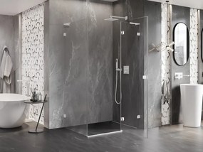 Mexen Lunar, L pravý výklopný sprchový kout 95 x 80 cm, 8mm čiré sklo, bílý profil, 834L-095-080-20-00-P