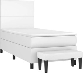 Box spring postel s matrací bílá 90x200 cm umělá kůže 3137522