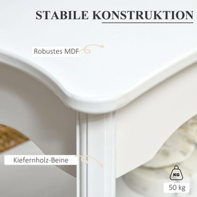 HOMCOM Moderní konferenční stolek do obývacího pokoje s velkým spodním úložným prostorem, bílý dřevěný stolek 94x44x43cm