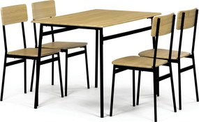 Jídelní set CORTINA 1+4 - divoký dub / černé kovové nohy