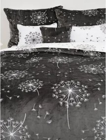 MK Lůžkoviny Francouzské mikroplyšové povlečení Exclusive - Pampelišky šedé 220 × 200 cm, 2ks 70 x 90 cm