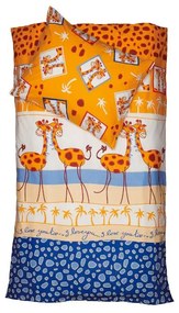 SCANquilt povlečení KLASIK žirafy oranžovomodrá 140 x 200/70 x 90 cm