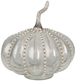 Transparentní skleněná dekorace dýně Pumpkin s perličkami - Ø 20*22 cm