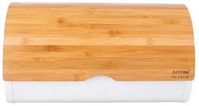 Altom Chlebník s bambusovým víkem 37,7 x 24,3 x 20,4 cm, bílá
