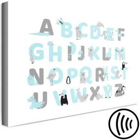 Obraz Anglická abeceda pro děti - modrá a šedá písmena se zvířátky