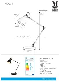 Markslöjd 107739 - Stolní lampa HOUSE 1xE27/40W/230V