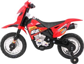 Ramiz Dětská motorka Cross na baterie červená + pomocná kolečka + LED zvuky